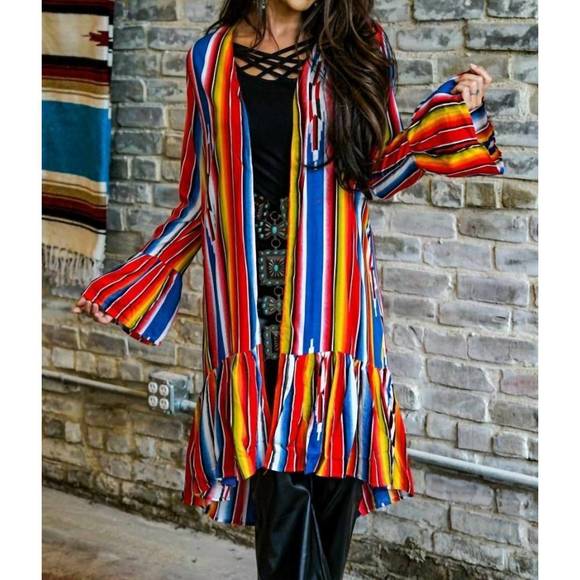 Lucky & Blessed | Sweaters | New Lucky Blessed Serape Flounce Duster ...